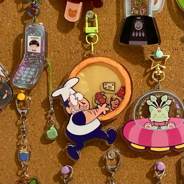 Pizza Tower Game Peppino Shaker Keychain Acrylic Keychain - Etsy