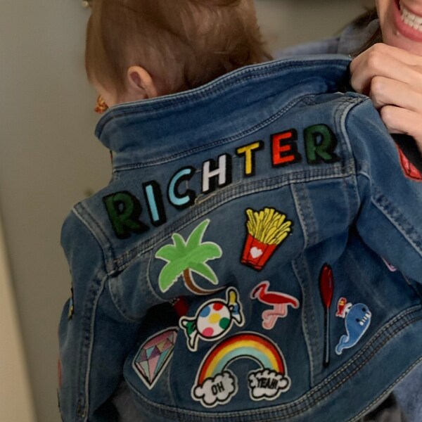 NAME ONLY - Custom Jean Jacket W/ Letter Patches (unlimited Letters ...