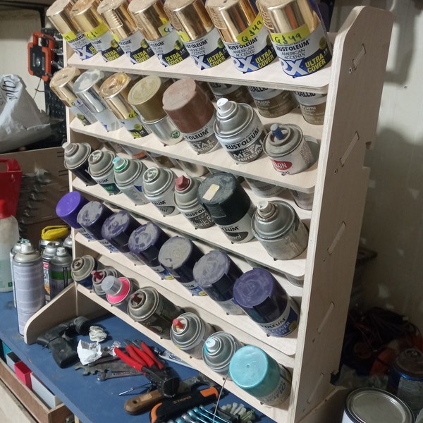 35 Can Spray Can Rack CNC Router Design File Fusion 360 Vcarve CRV Dxf ...