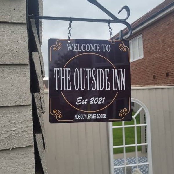 Personalised Pub Shed Hanging Swing Sign With Bracket | Garden Pub ...