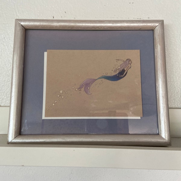 Galaxy Mermaid Print, Little Mermaid Art Wall Decor 5x7, Star Mermaid ...