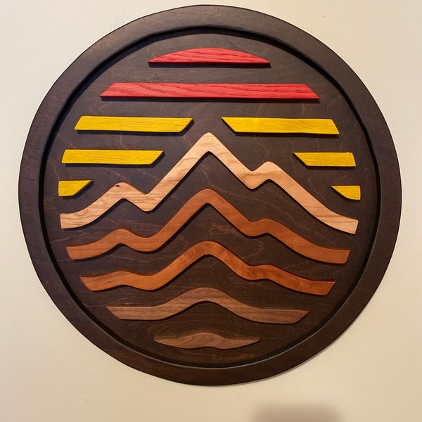 Wood Mountain Art Wall Sign, Rustic Nature Scenery Artwork, Natural ...