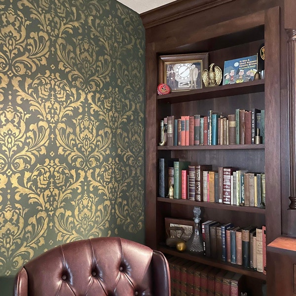 Anna Damask Wall Stencil - LARGE WALL STENCILS Instead of Wallpaper ...