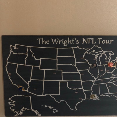 Football Stadium US Wood Map USA Travel Map Football Fan Gift ...