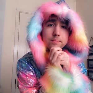 Neon Pink Monster Trippy Funky Fuzzy Rave Festival Fur Disco Burning ...