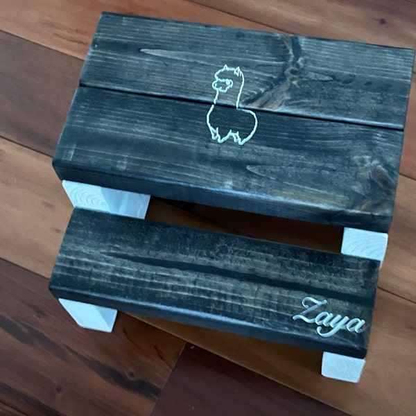 Personalized Rustic Kids Step Stool With Graphic - Etsy