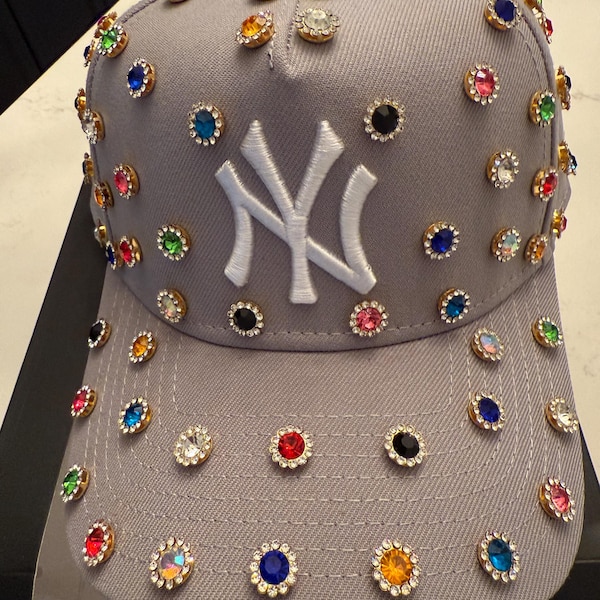 Blue NY Yankees Blinged Out Hat - Etsy