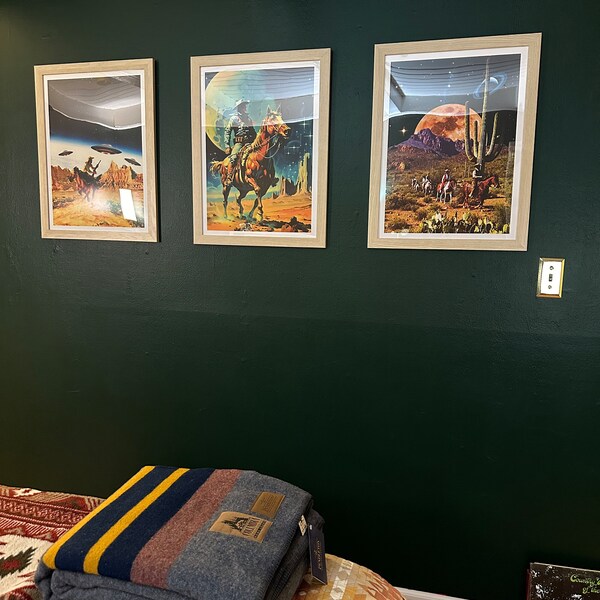 The Space Cowboy Retro Futurism Vintage Western Cosmic Sci-fi Art ...