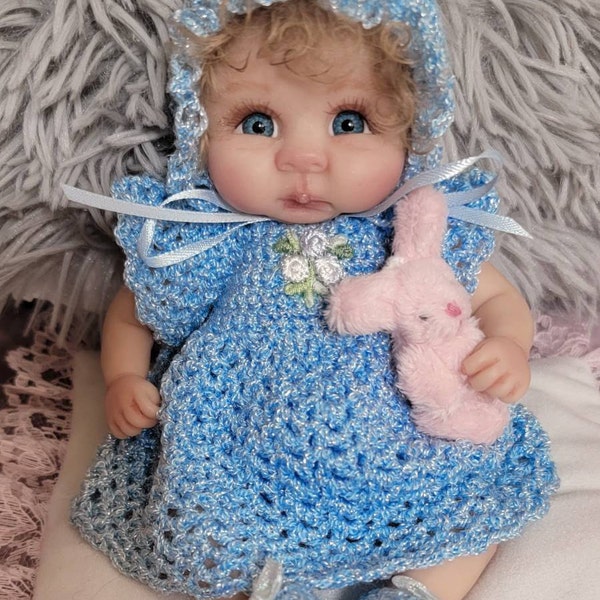 Crochet Set Clothes Made to Fit a 7"- 8" Ooak Mini Baby Clay Silicon ...