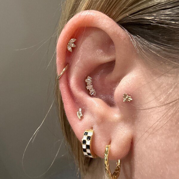 ASTM F136 Titanium Marquise Twist Conch Clicker Hoop, 10mm, 12mm Gold ...