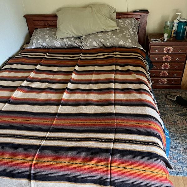 Serape Blanket Desert Chic Brown, Taupe, and Orange Mexican Blanket (82 ...