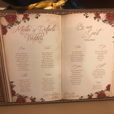 Storybook Seating Chart With Red Flowers, Be Our Guest, Fairytale ...