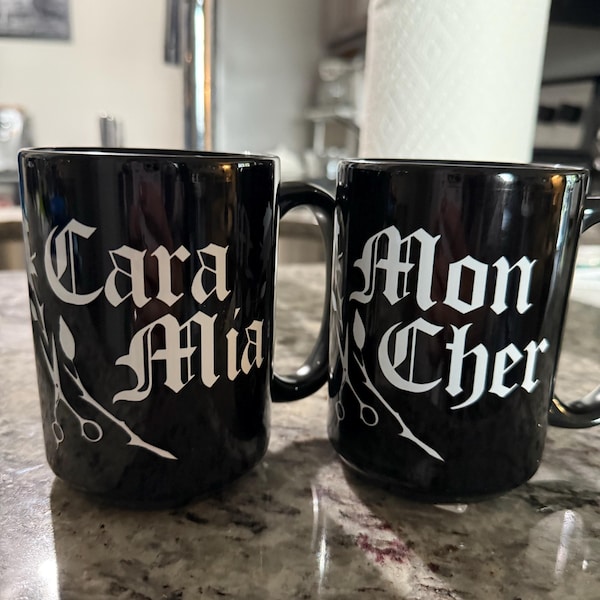 Cara Mia & Mon Cher Matching Couples Mugs, 11oz or 15oz | Morticia ...