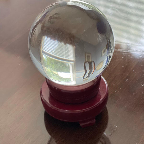Crystal Clear Leaded Crystal Ball With Wood Stand Gazing Crystal Ball ...