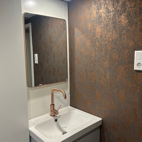 NEWROOM Behang Koper Non-woven Behang Licht Glanzend - Betonbehang Uni ...