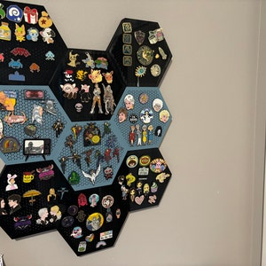 Enamel Pin Board Display for Pin Collectors hexagon Wall Mount Enamel ...
