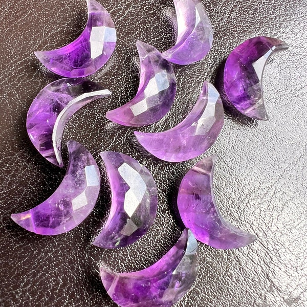 AAA+ Amethyst Moon Shape Briolettes, Purple Amethyst Faceted Gemstone ...