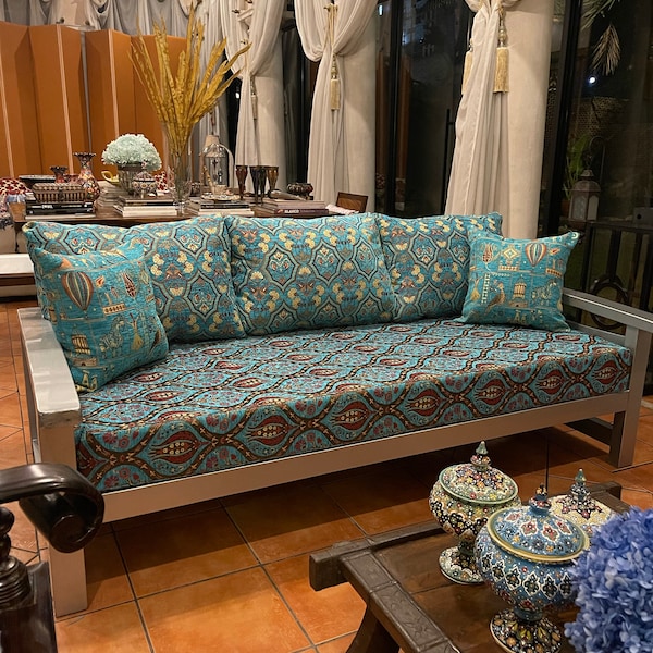 Upholstery Fabric, Turkish Fabric by the Yards, Turquoise Blue Tulip ...