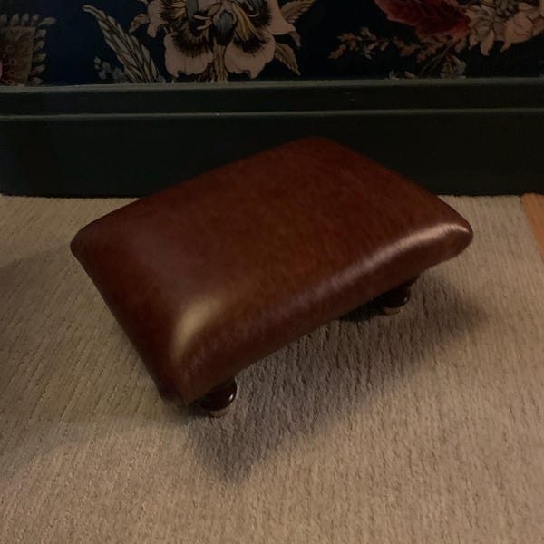 Navy Harris Tweed BC1 Queen Anne Stool Chesterfield Footstool Under ...