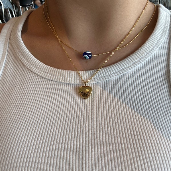 Initial Heart Locket Necklace by Caitlyn Minimalist Gold Locket Photo ...