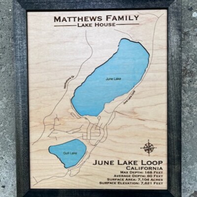 Washburn Lake Custom Wood Map Lake House Decor Lake Map - Etsy