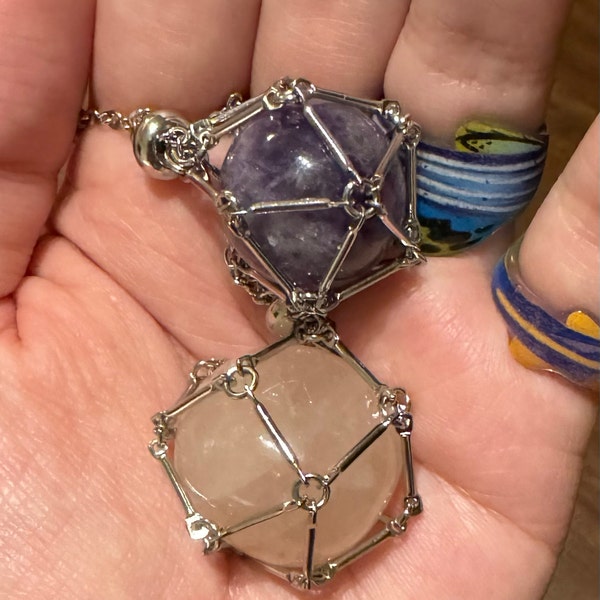 Titanium Steel Gem Holder Necklace , Titanium Steel Crystal Holder ...