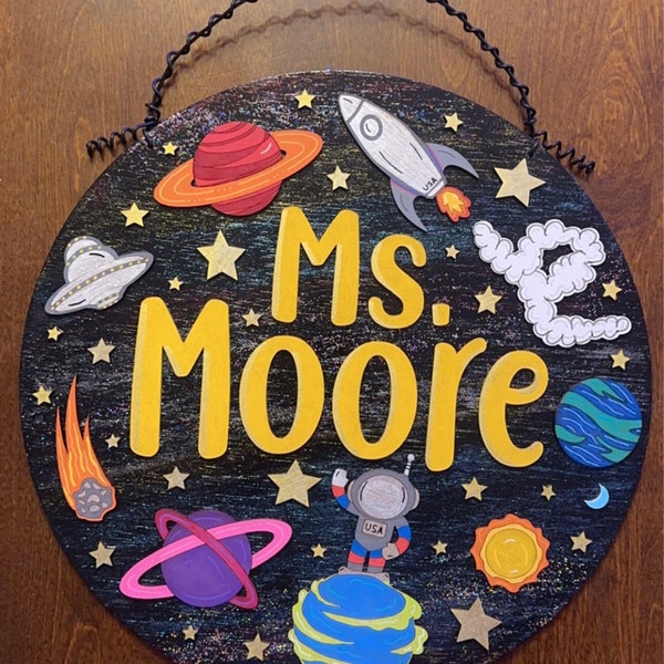 Customized Space Themed Sign - Laser Cut - Teacher Sign - Classroom ...
