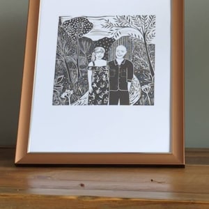 Linocut Custom Wedding Portrait Lino Custom Couple Portrait - Etsy