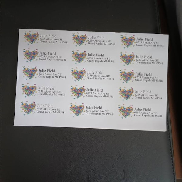 30 Personal Address Labels Heart of Butterflies (bx 831) - Etsy