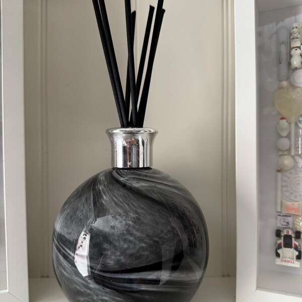 Mouth Blown Reed Diffuser Ellipse Hip Flask Style Brown White Design - Etsy