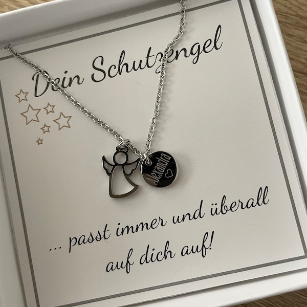 Halskette Schutzengel Anhänger | kleiner Engel | Taufkette |Edelstahl| Silber, 18K Gold, Rosé ...
