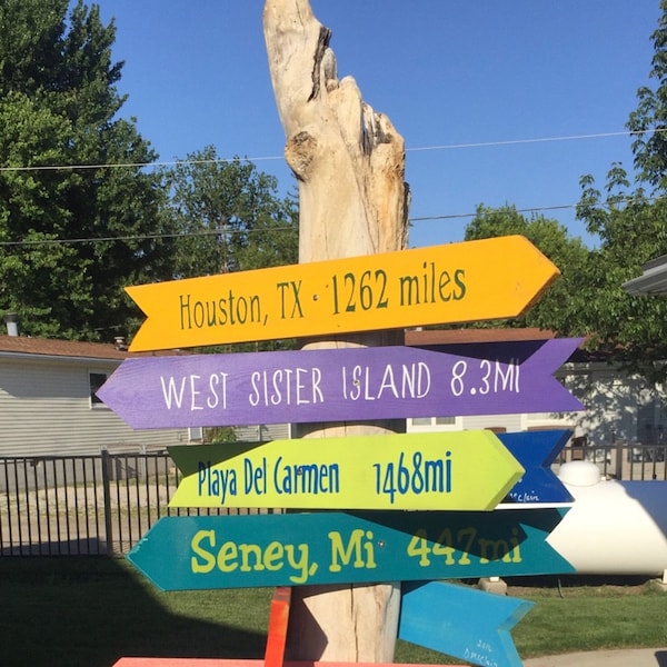Hand Painted & Cut Wood Directional Sign 24 X 3 1/2 Custom Colors Arrow ...