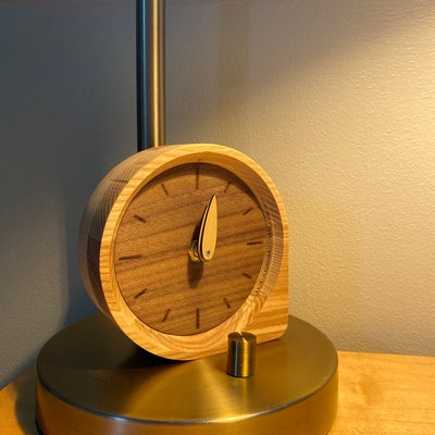 WOODEN Modern Table Clock, Small Desk Clock, Wood Clock for Desk ...