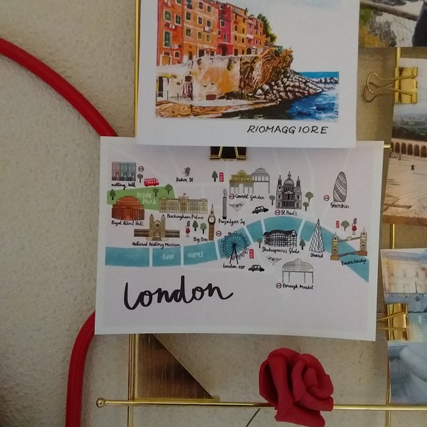 London Map Postcard - London Map Illustration - London Art Print ...