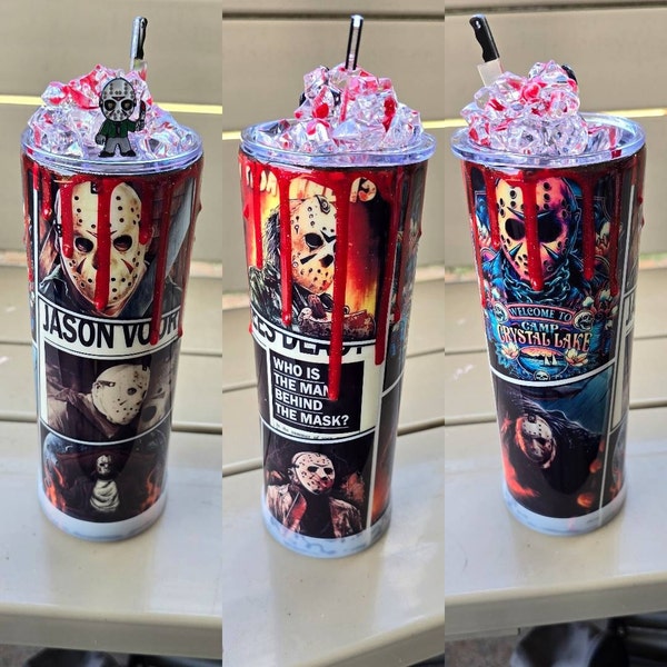 Horror Themed 20 Oz Straight Tumbler. Including Handmade Horror Topper ...