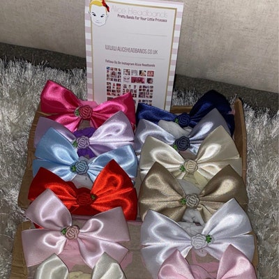 Red Satin Headbands With Matching Sock Red Flower Embroidery Nylon ...