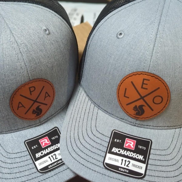 Personalized Father/son Matching Leather Patch Hat | Father Son Hats ...