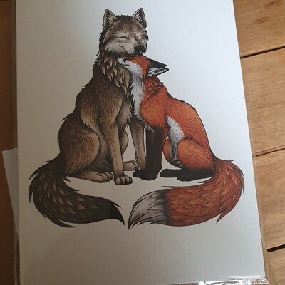 Wolf & Fox Illustration A4 Print - Etsy
