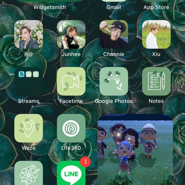 Ios 14 Green App Icons Aesthetic Icon Pack for iPhone Android App Icons ...