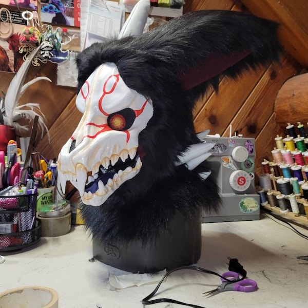 Cosplay Wolf Schedel Masker Skulldog Masker Fursuit Harige Hond Dier Masker Halloween Cosplay ...