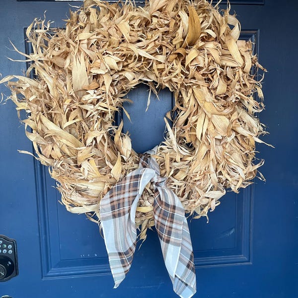 Corn Shuck Wreath - Fall Corn Shuck Wreath - Farmhouse Wreath - Fall ...