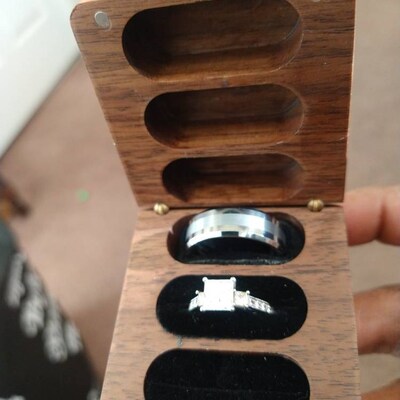 Custom Wedding Ring Box Triple Ring Wooden Ring Box - Etsy