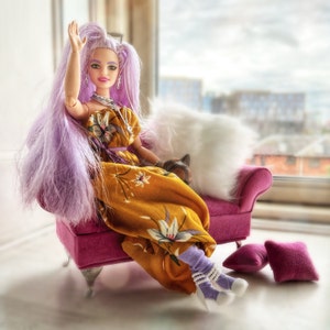 Monogrammed White Faux Leather 1:6 Scale Chair Wih Pink Lettering and ...