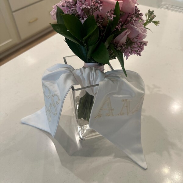 Custom Embroidered Bouquet Wrap Sash Bow HOCO Prom Bouquet Sash With ...