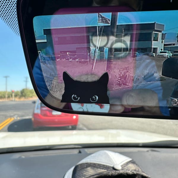 Cat Peeker Decal, Car Decal, Black Cat Peeker Sticker, Blank Button ...