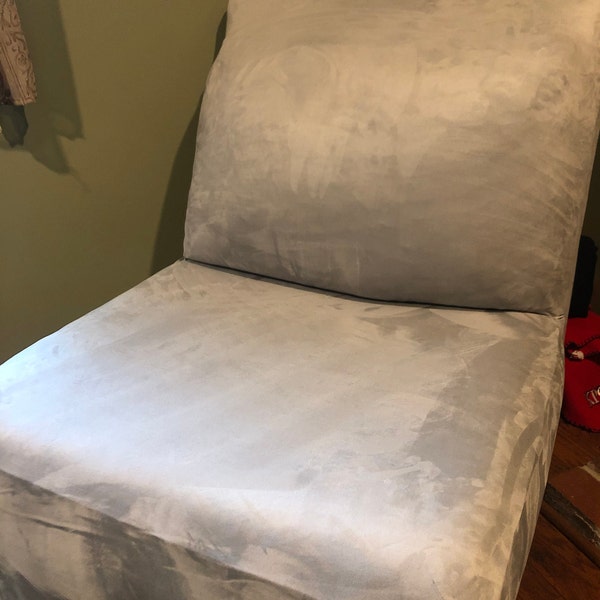 Slipcover Light Gray Suede Chair Cover for Armless Chair, Slipper Chair ...