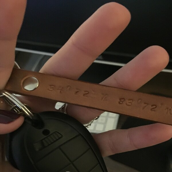 Custom Coordinate Key Chain Leather Latitude and Longitude Keychain Gps ...