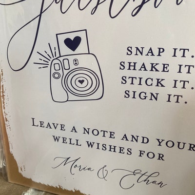 Photo Guestbook Snap It Shake It Stick It Sign It Acrylic Wedding Sign ...