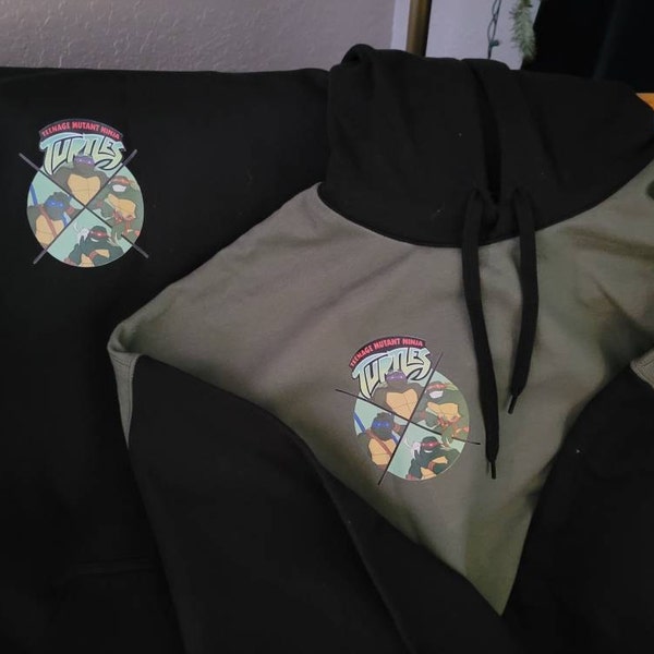 Two Matching Colorblock Hoodies, Green and Sand Two Tone Couple ...