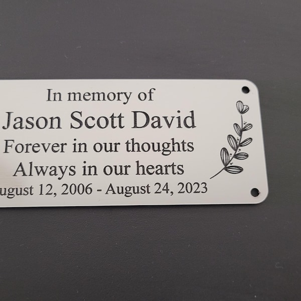 Bench Memorial Plaques in Gold and Silver Engraved Personalised Wording ...